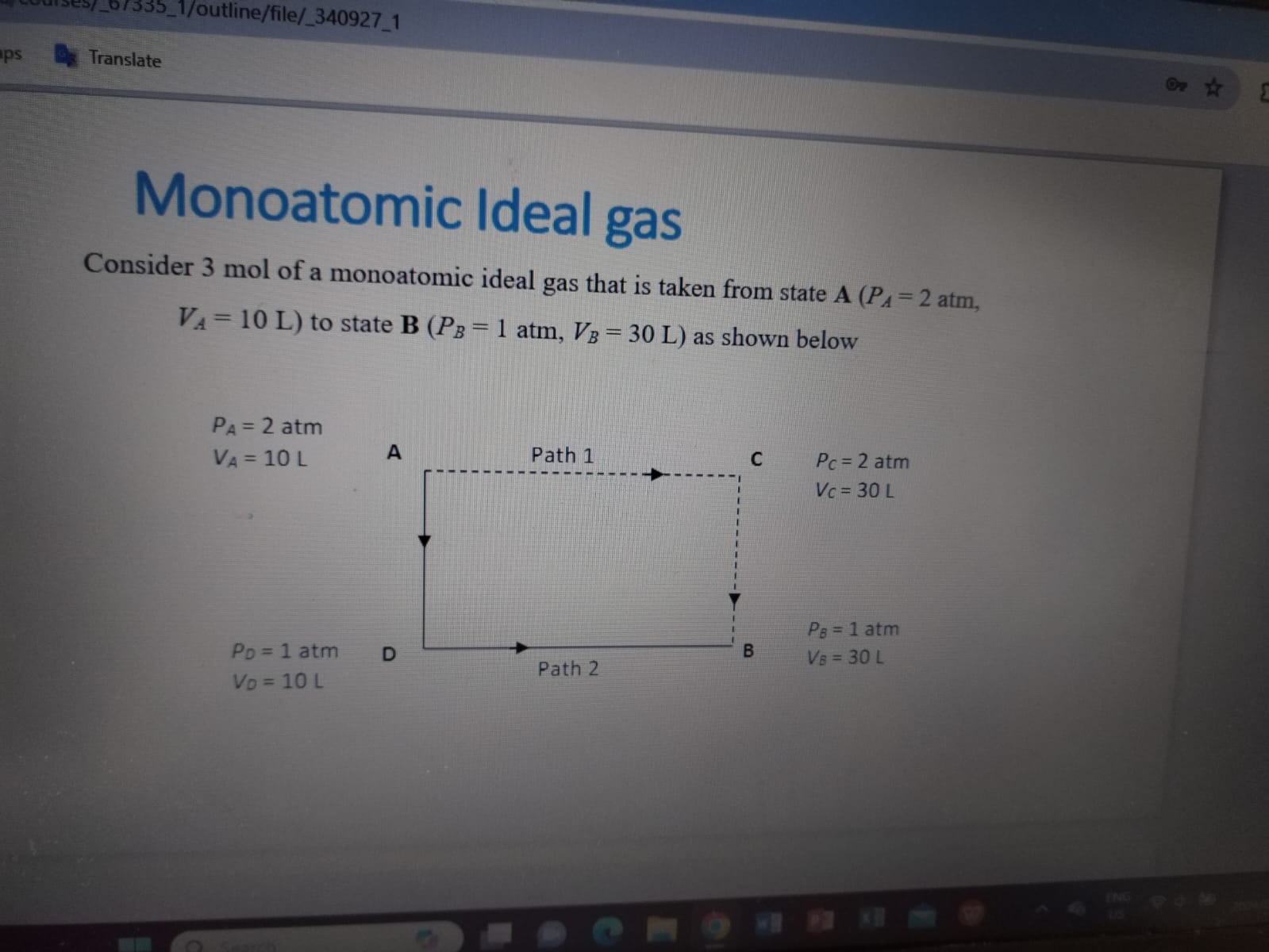 Solved Consider 3mol of a monoatomic ideal gas that is taken | Chegg.com