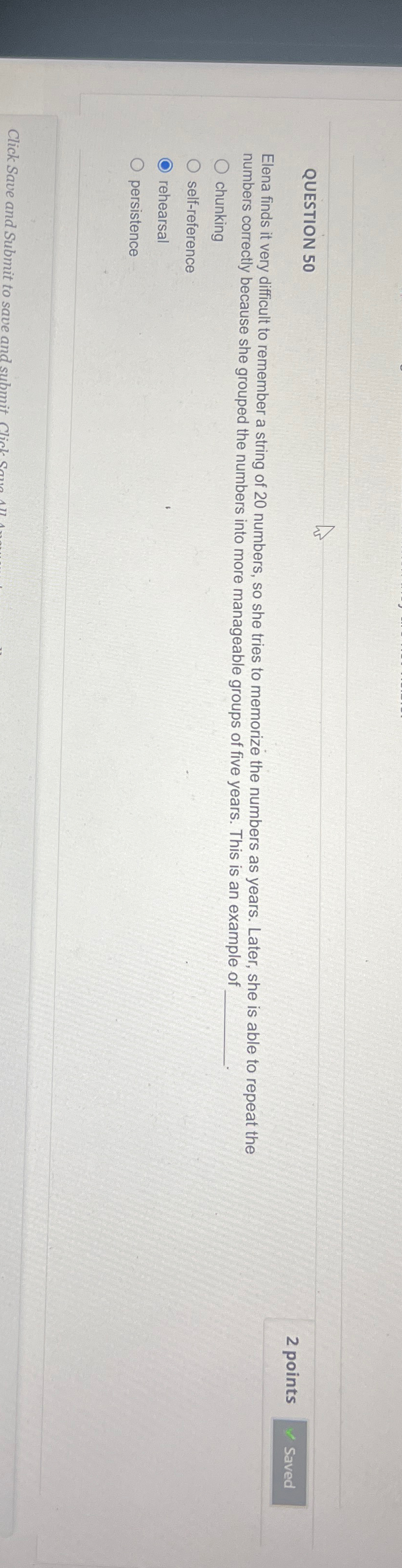 Solved QUESTION 50Elena finds it very difficult to remember | Chegg.com