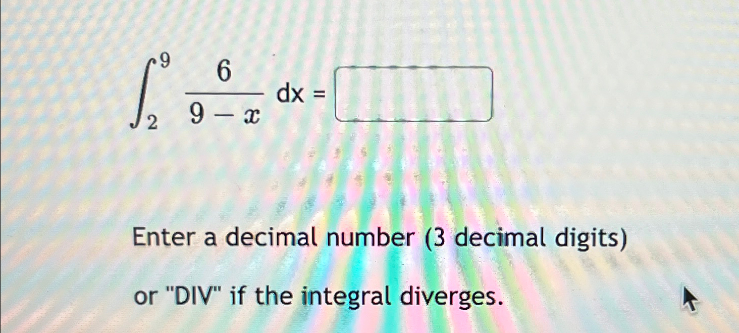 Solved ∫2969-xdx=Enter a decimal number (3 ﻿decimal digits) | Chegg.com
