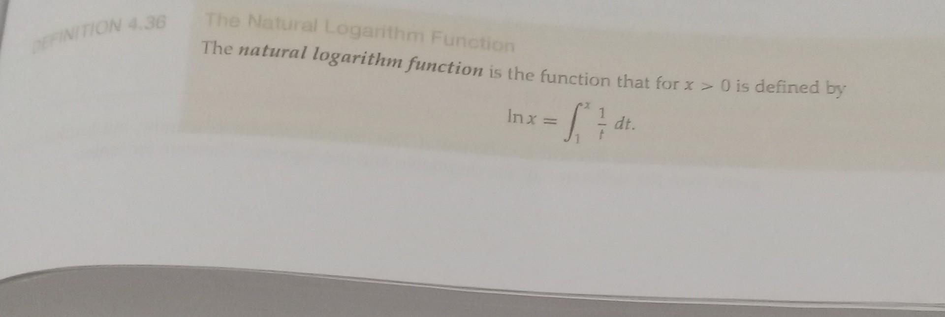 Solved 21. Use the new definition of lnx from Definition | Chegg.com