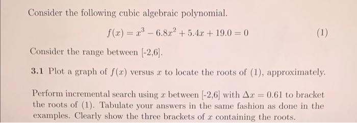 Solved Consider the following cubic algebraic polynomial. | Chegg.com