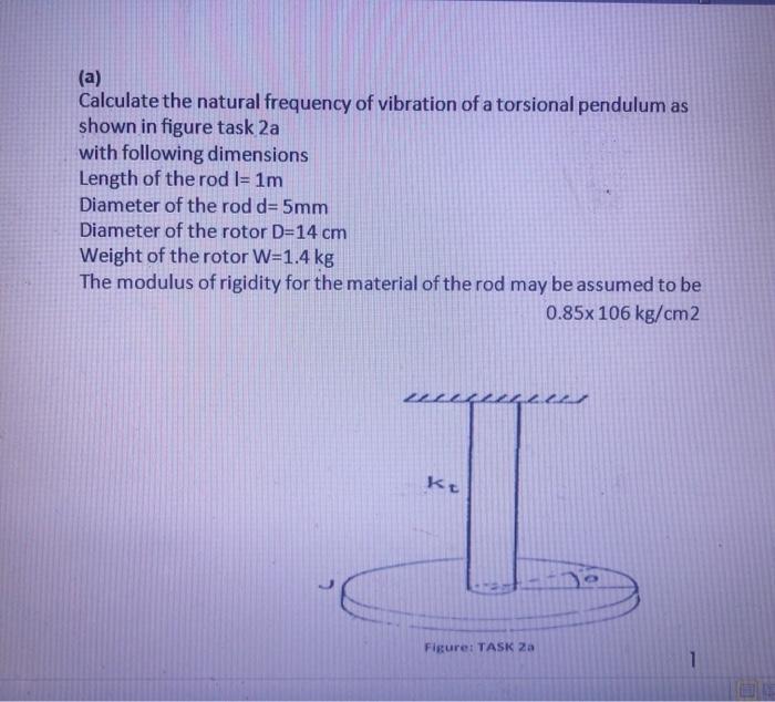 Solved (a) Calculate the natural frequency of vibration of a | Chegg.com