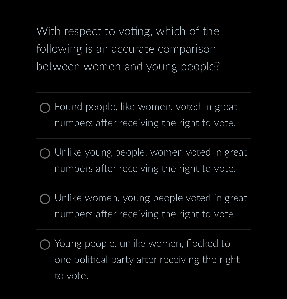 Solved With respect to voting, which of the following is an | Chegg.com