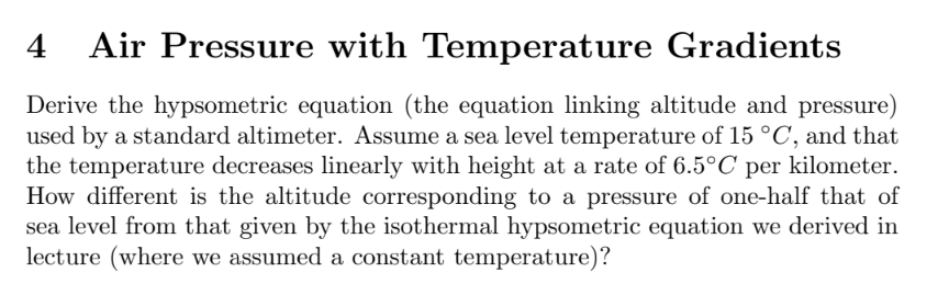 Solved Derive the hypsometric equation (the equation linking | Chegg.com