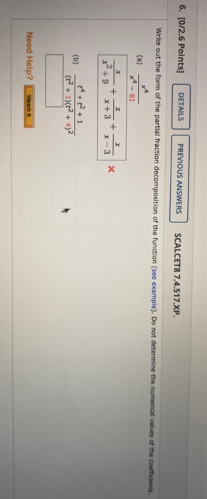 Solved 6. [0/2.6 Points) DETAILS PREVIOUS ANSWERS SCALCET8 | Chegg.com
