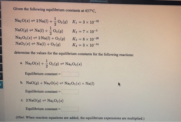 Solved [References] Given the following equilibrium | Chegg.com