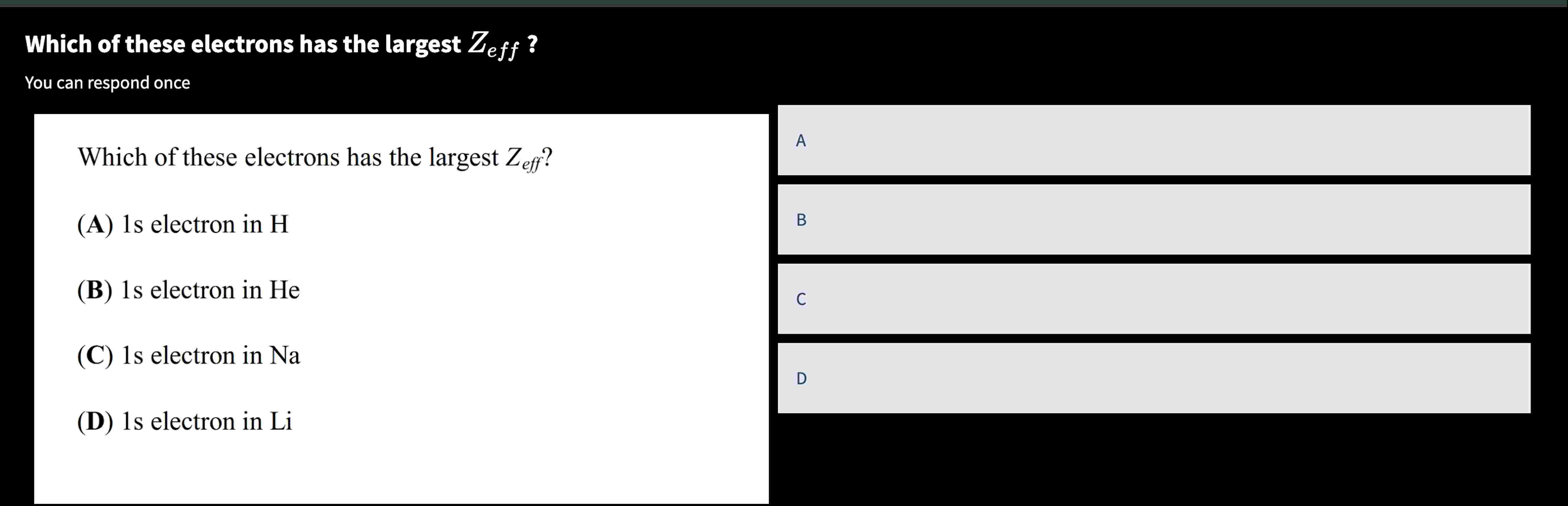 Solved which of these electrons experience the smallest | Chegg.com