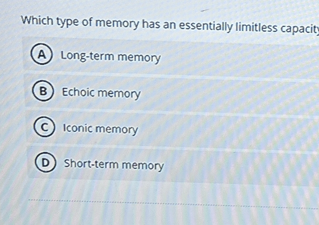 Solved Which type of memory has an essentially limitless | Chegg.com