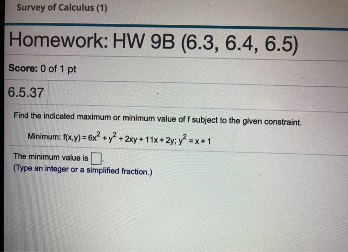 Solved Survey of Calculus (1) Homework: HW 9B (6.3, 6.4, | Chegg.com Solved Survey of Calculus (1) Homework: HW 9B (6.3, 6.4, | Chegg.com
