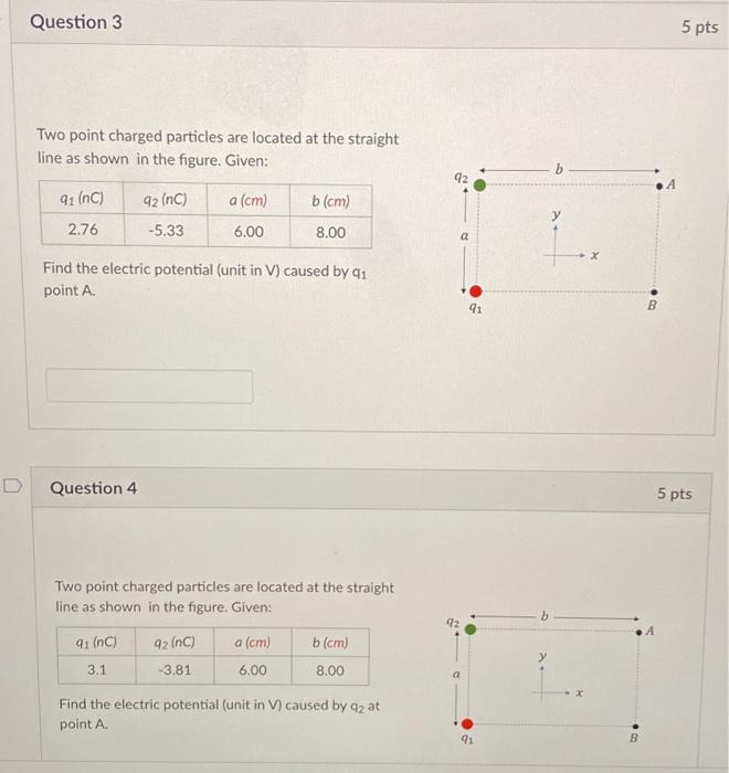 Solved Two point charged particles are located at the | Chegg.com
