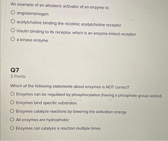 Solved An example of an allosteric activator of an enzyme | Chegg.com