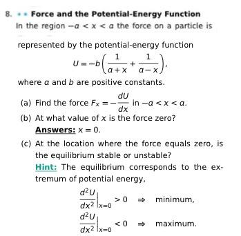 Solved Force and the Potential-Energy Function In the region | Chegg.com