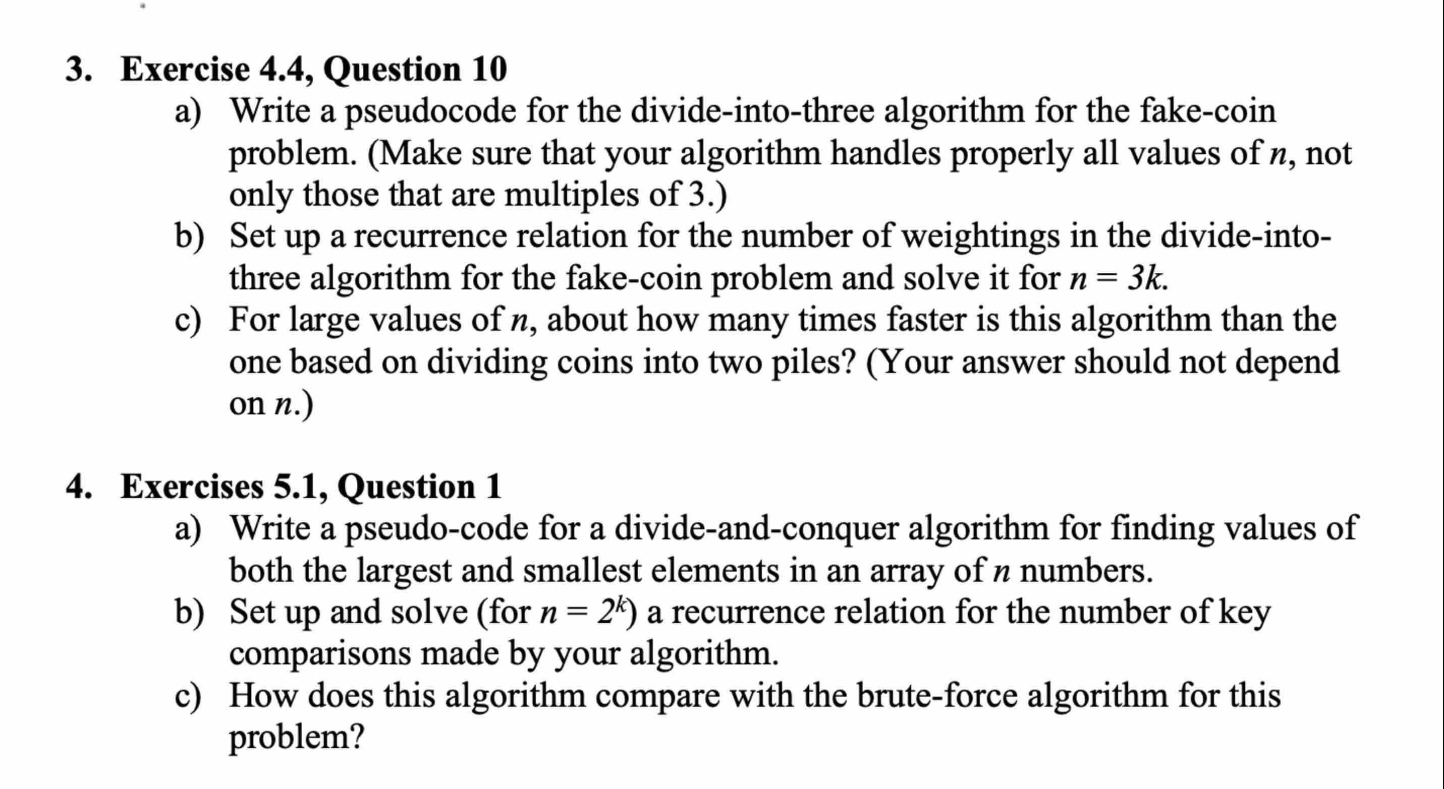 Solved 3. ﻿Exercise 4.4, ﻿Question 10 ﻿a) ﻿Write a | Chegg.com
