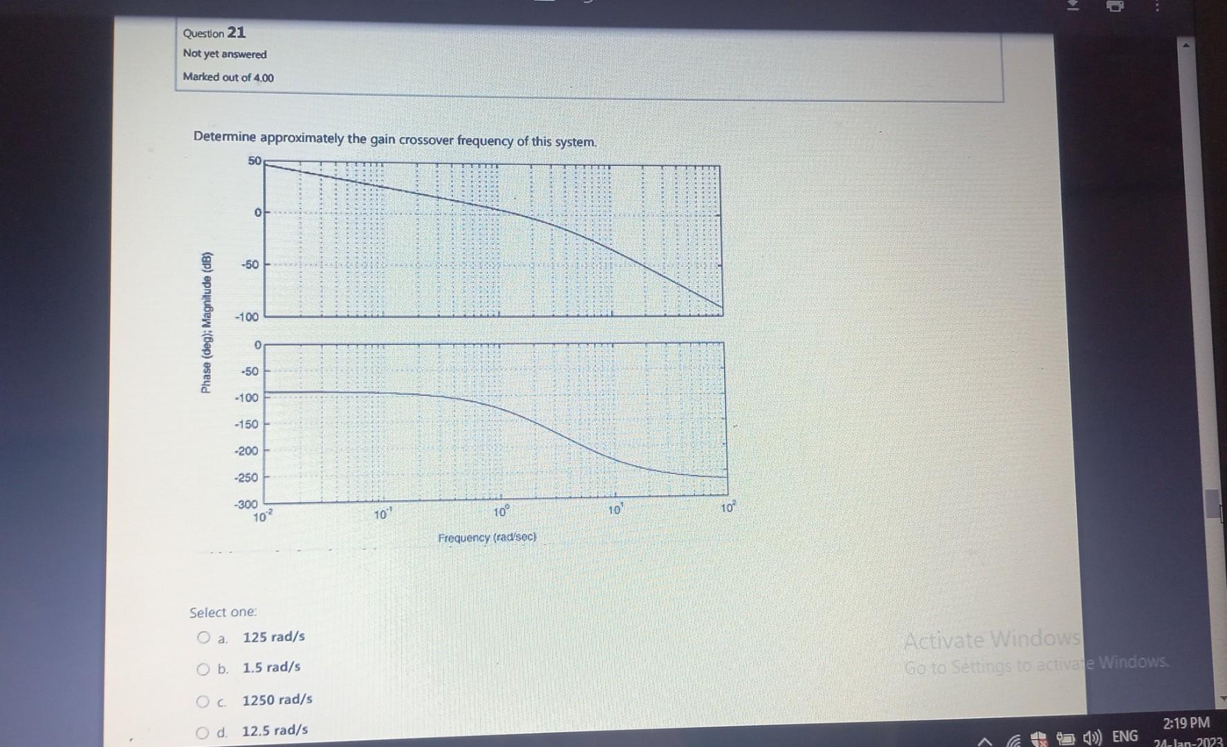 Solved Determine approximately the gain crossover frequencv | Chegg.com