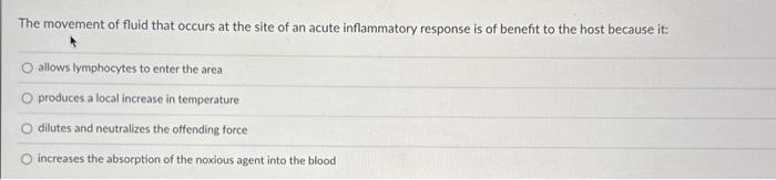 Solved The movement of fluid that occurs at the site of an | Chegg.com