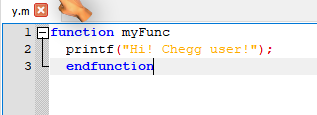 Solved y.mx i function myFunc 2 printf("Hi! Chegg user!"); 3 | Chegg.com