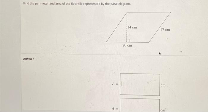 Solved Find the perimeter and area of the floor tile | Chegg.com