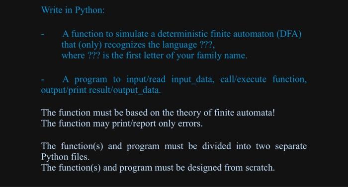 Solved Write in Python: - A function to simulate a | Chegg.com