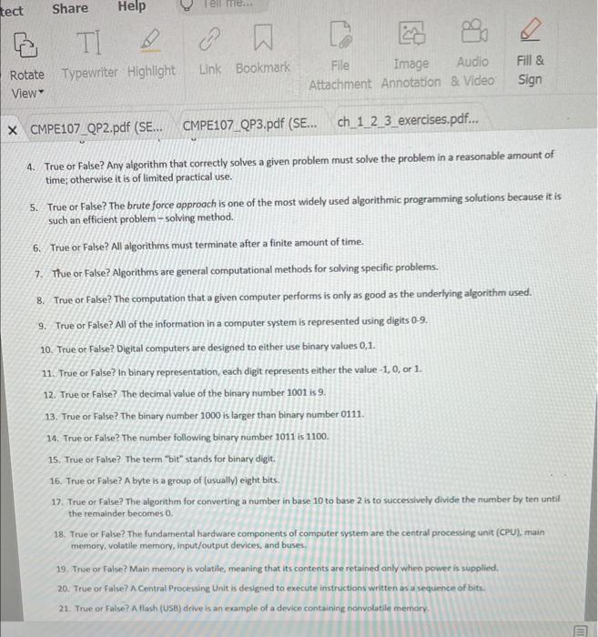 Solved 4. True or False? Any algorithm that correctly solves | Chegg.com