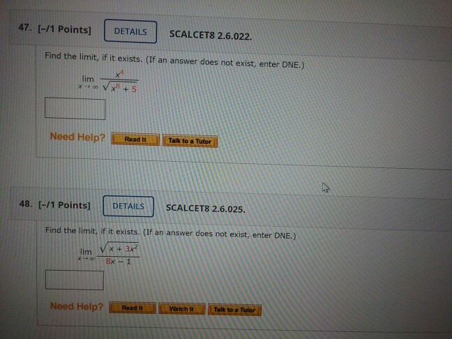 Solved 45. [-/1 Points] DETAILS SCALCET8 2.6.017. Find the | Chegg.com