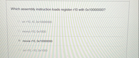 Solved Which assembly instruction loads register r10 ﻿with | Chegg.com