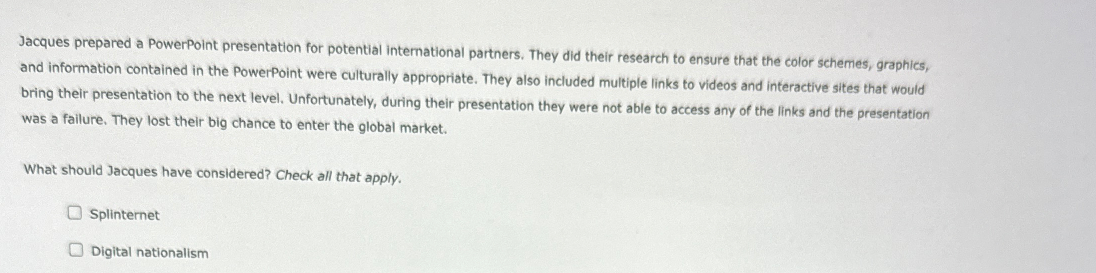 Solved Jacques prepared a PowerPoint presentation for | Chegg.com