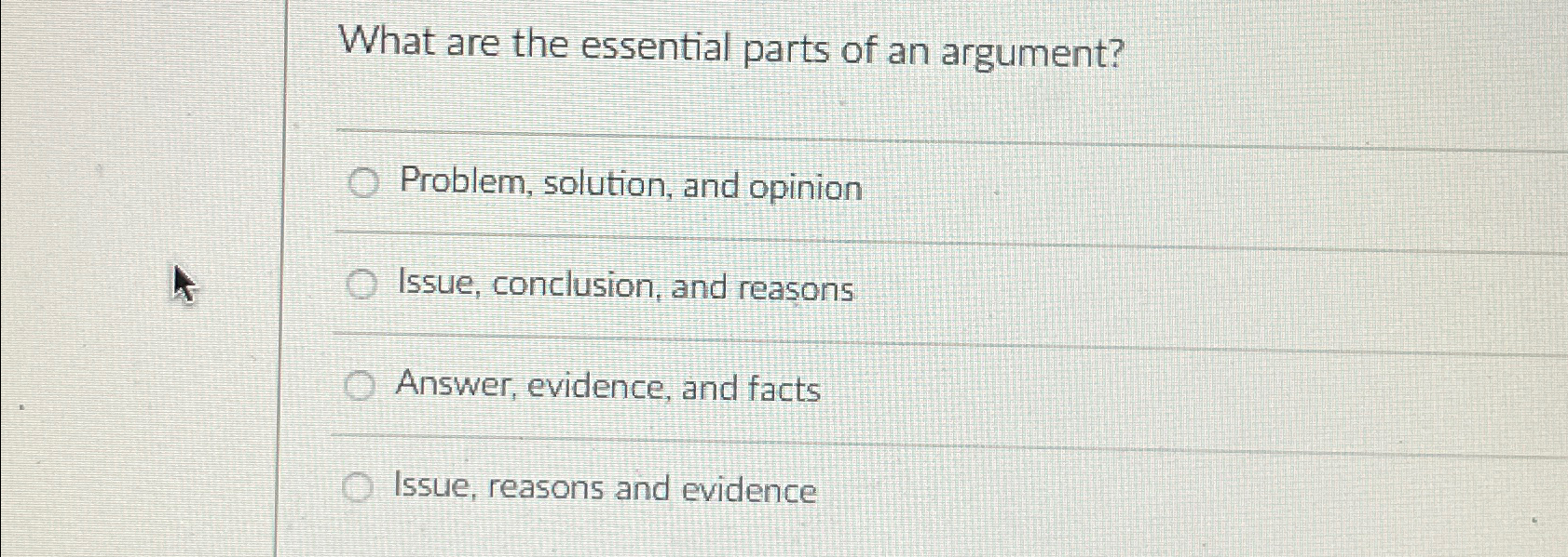 Solved What are the essential parts of an argument?Problem, | Chegg.com