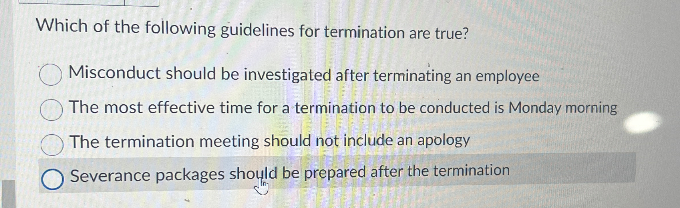 Solved Which of the following guidelines for termination are | Chegg.com