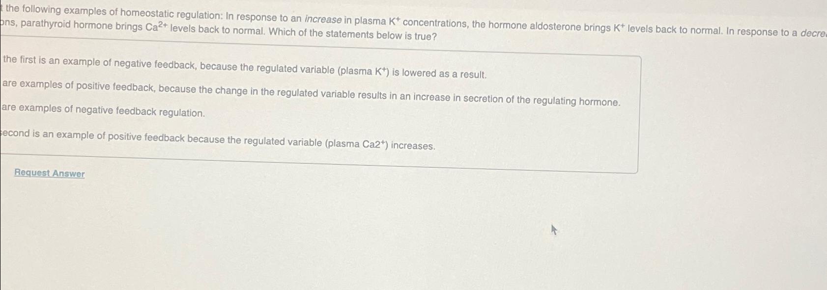 Solved the following examples of homeostatic regulation: In | Chegg.com