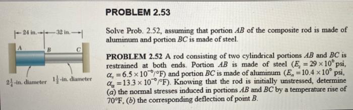 Solved |--24 in.----32 in. B PROBLEM 2.53 Solve Prob. 2.52, | Chegg.com