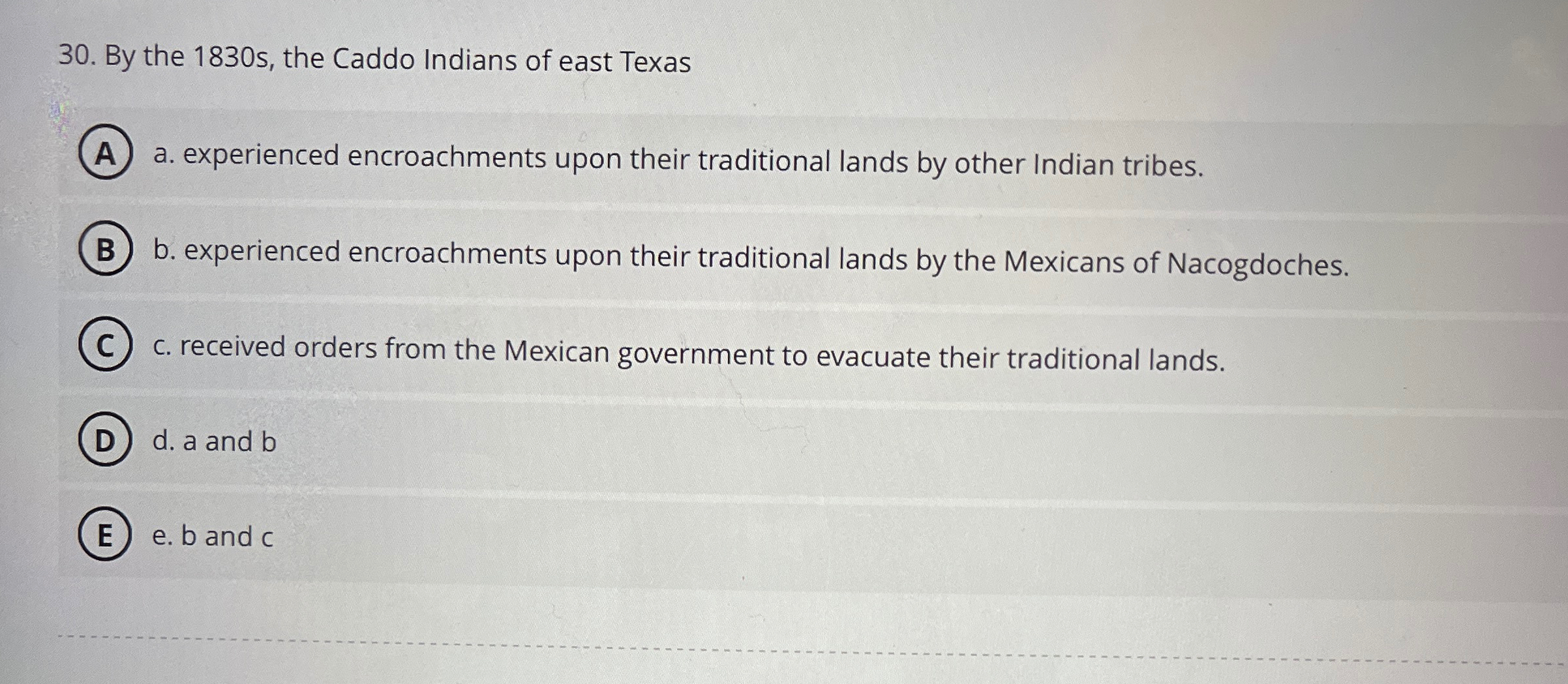 Solved By the 1830s, ﻿the Caddo Indians of east Texasa. | Chegg.com