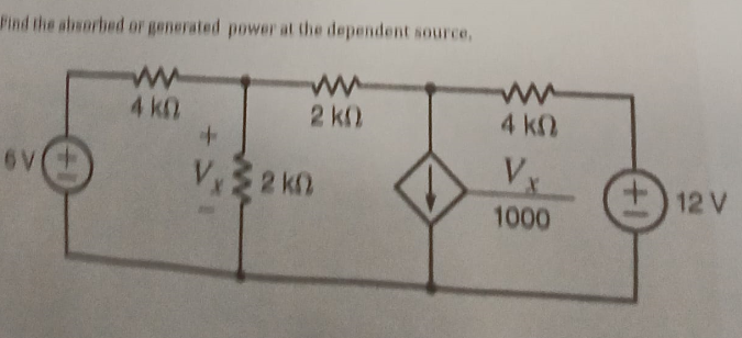 Solved find the absorbed or generated power at the dependent | Chegg.com