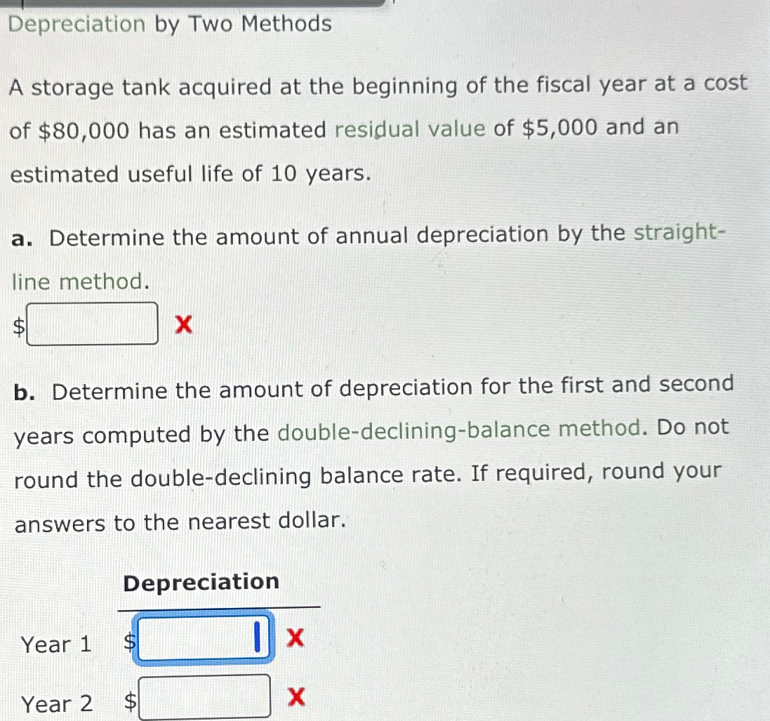 Solved Depreciation by Two MethodsA storage tank acquired at | Chegg.com