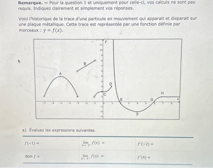 Solved Remarque. - Pour la question 1 et uniquement pour | Chegg.com