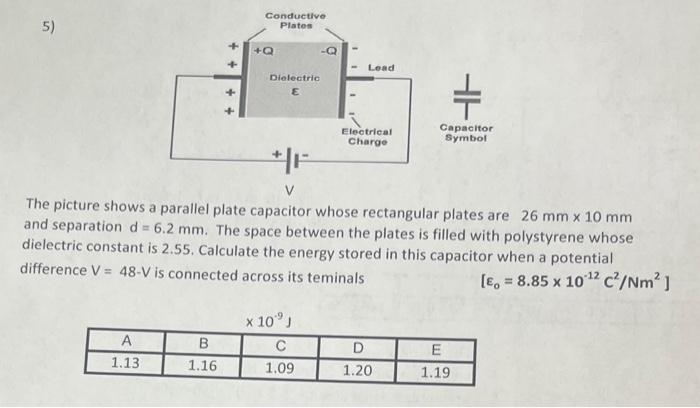 Solved The picture shows a parallel plate capacitor whose | Chegg.com