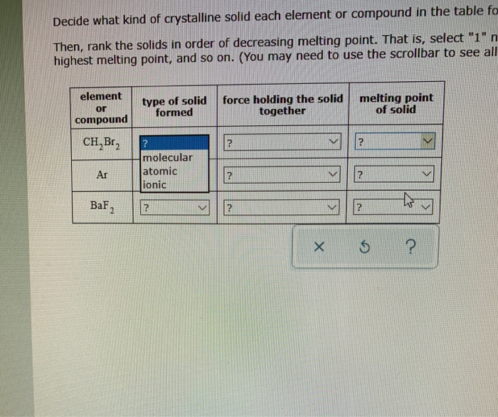 Solved Decide what kind of crystalline solid each element or | Chegg.com
