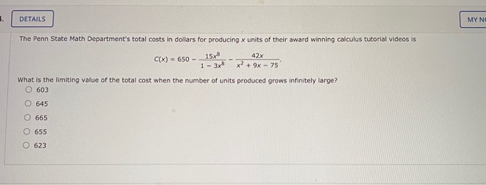 Solved 3. DETAILS MY NO The Penn State Math Department's | Chegg.com