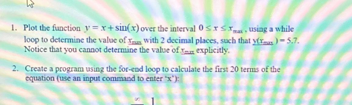 Plot the function y=x+sin(x) ﻿over the interval | Chegg.com