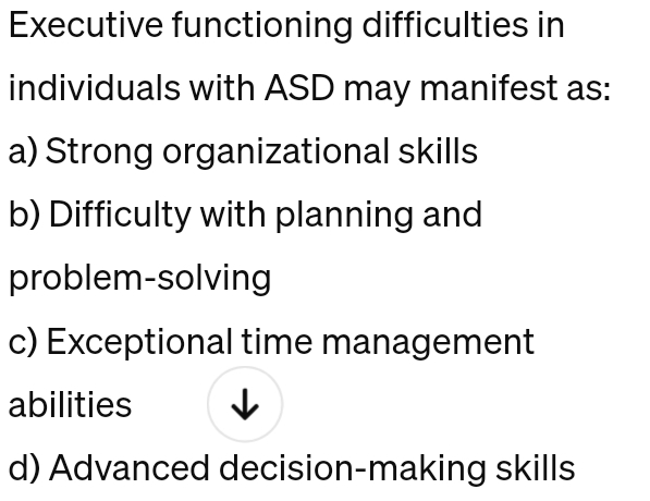 Solved Executive functioning difficulties in individuals | Chegg.com