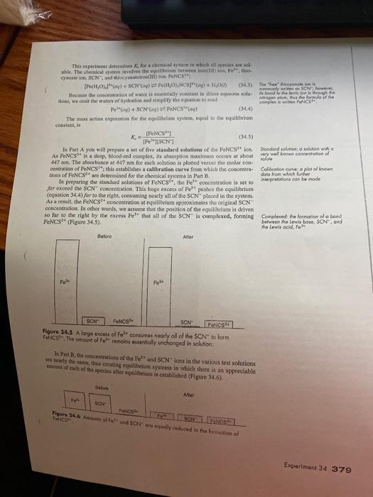 Solved Experiment 34 Prelaboratory Assignment An Equilibrium | Chegg.com