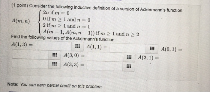 Solved (1 point) Consider the following inductive definition | Chegg.com