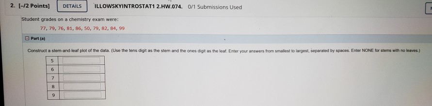 Solved 1. (-12 points) DETAILS ILLOWSKYINTROSTAT1 | Chegg.com