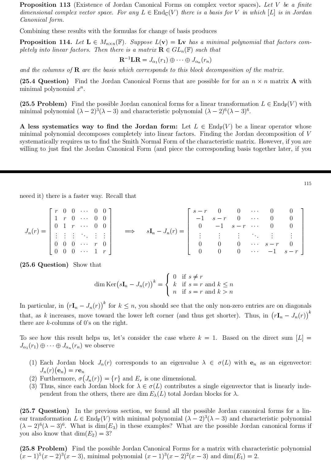Solved Proposition 113 (Existence of Jordan Canonical Forms | Chegg.com