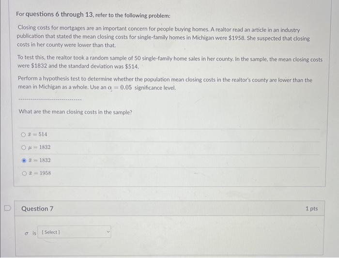 For questions 6 through 13 , refer to the following | Chegg.com