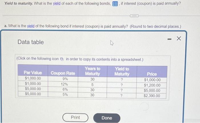 Solved Yield to maturity. What is the yield of each of the | Chegg.com