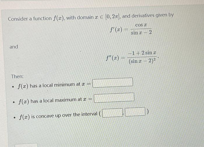Solved Consider a function f(x), with domain x∈[0,2π], and | Chegg.com