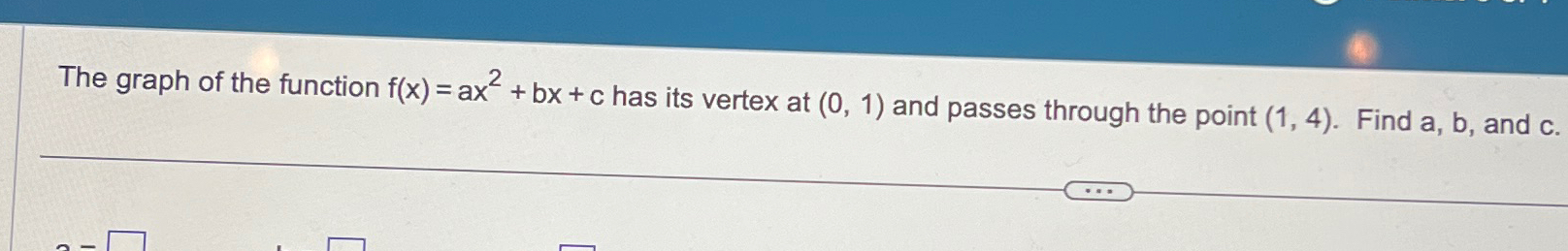 Solved The graph of the function f(x)=ax2+bx+c ﻿has its | Chegg.com