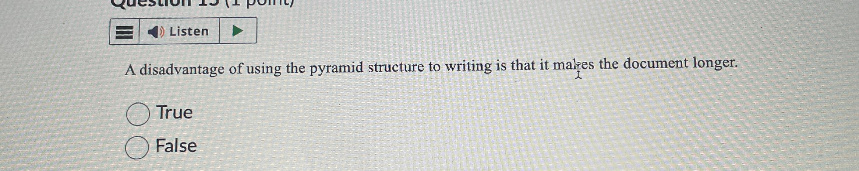 Solved A disadvantage of using the pyramid structure to | Chegg.com