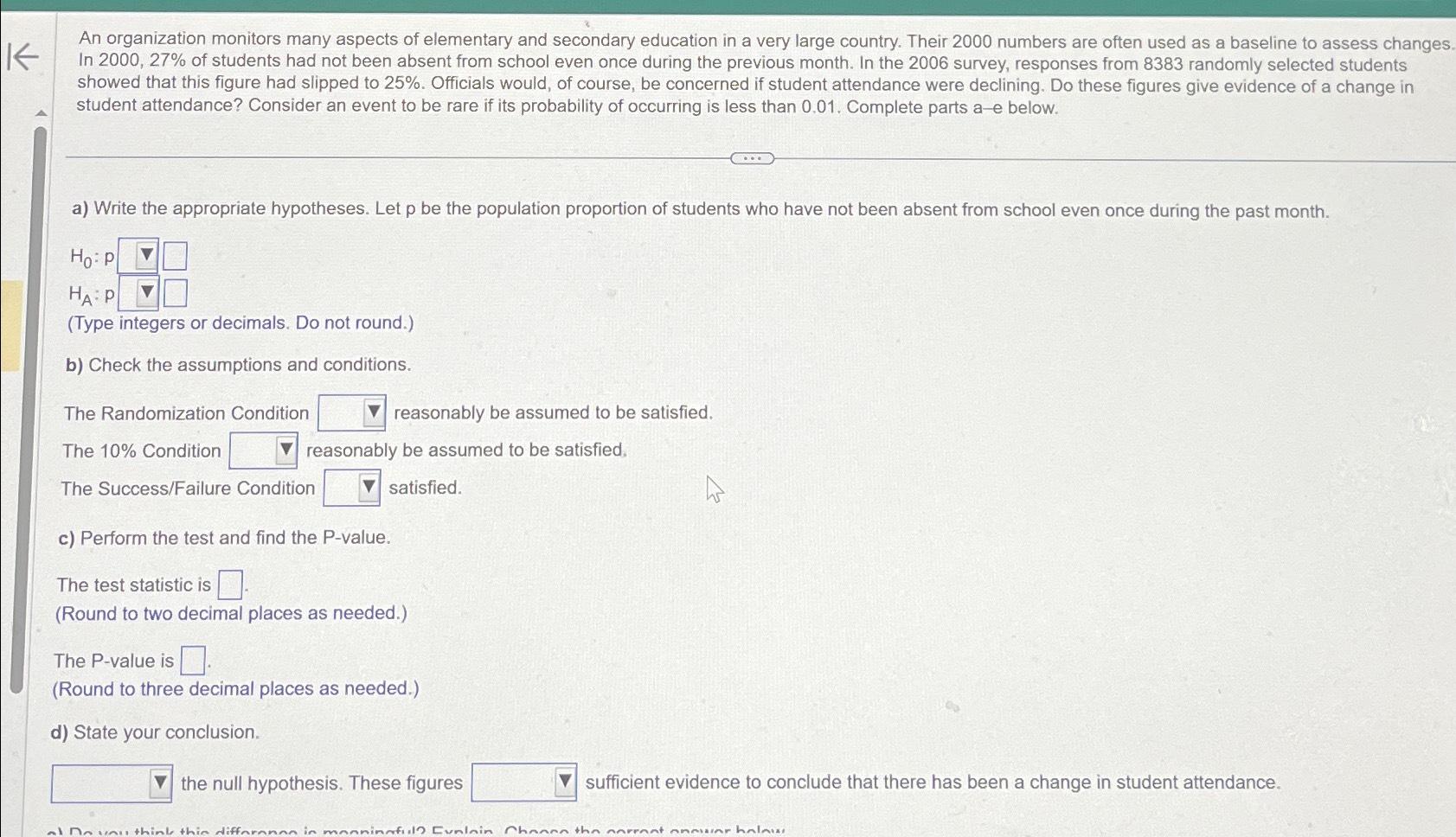 Solved An organization monitors many aspects of elementary | Chegg.com