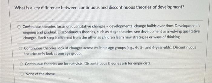 Solved What is a key difference between continuous and | Chegg.com